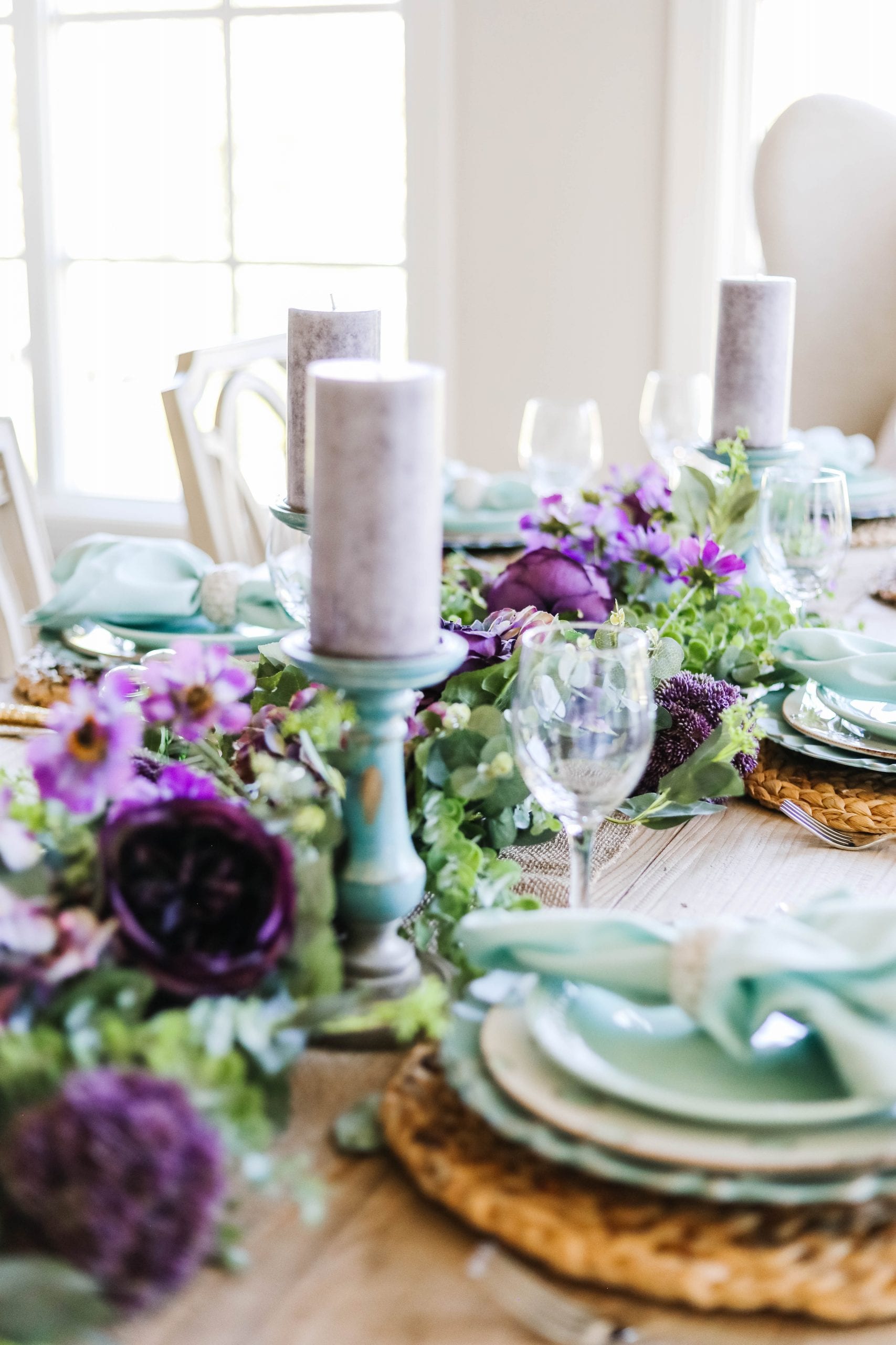 Spring Tablescape | Lavender And Teal Tablescape For Easter