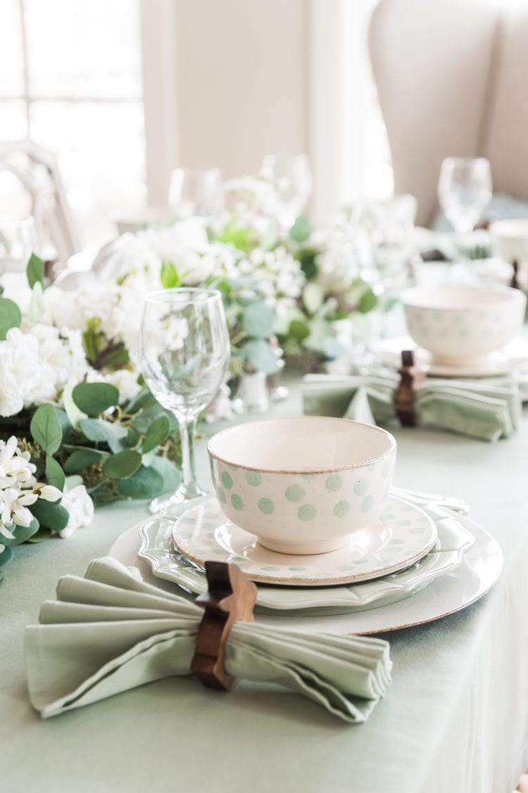 Easter Tablescape with Mint Green and White Colors - Home With Holly J