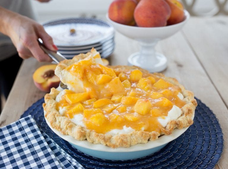 Homemade Fresh Peach Pie | Pie With Cream Cheese Filling
