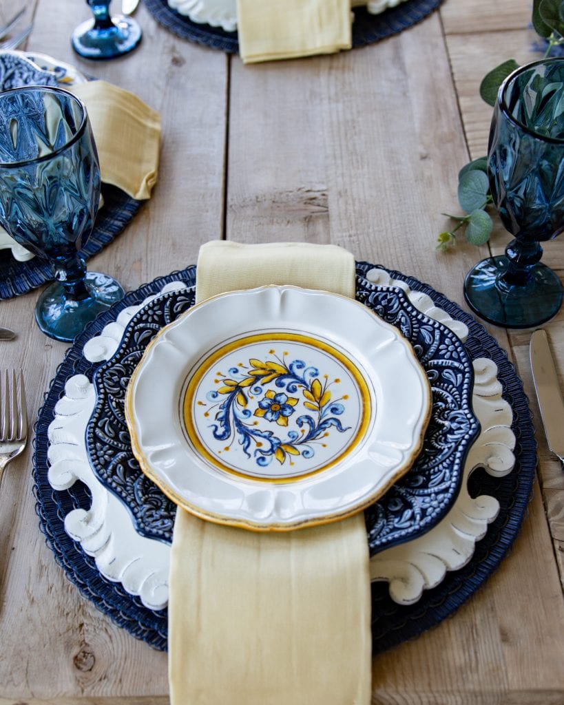 Decor Transition Into Fall | Blue And Yellow Tablescape