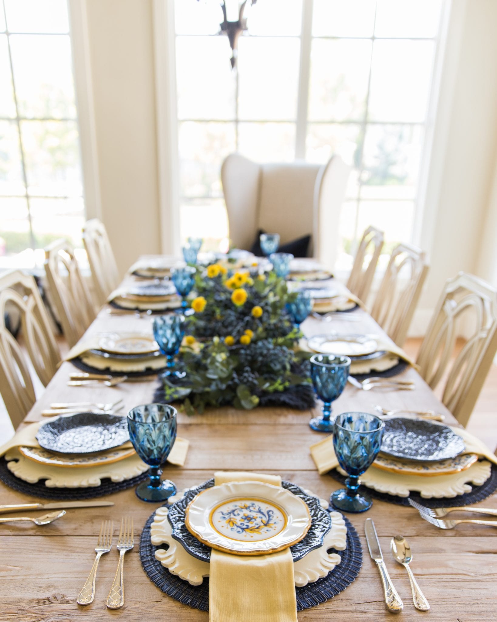 Decor Transition Into Fall | Blue And Yellow Tablescape