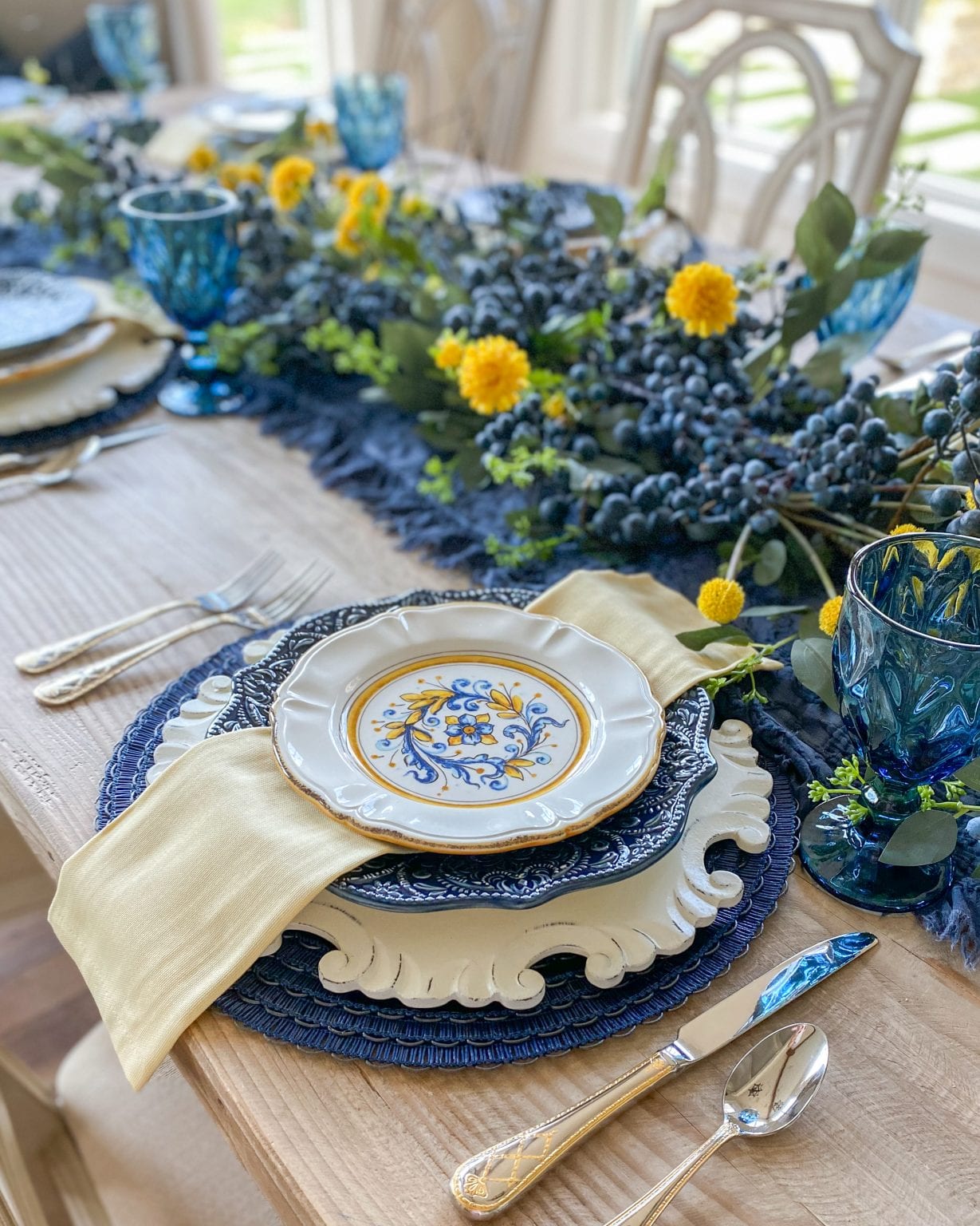Decor Transition Into Fall | Blue And Yellow Tablescape