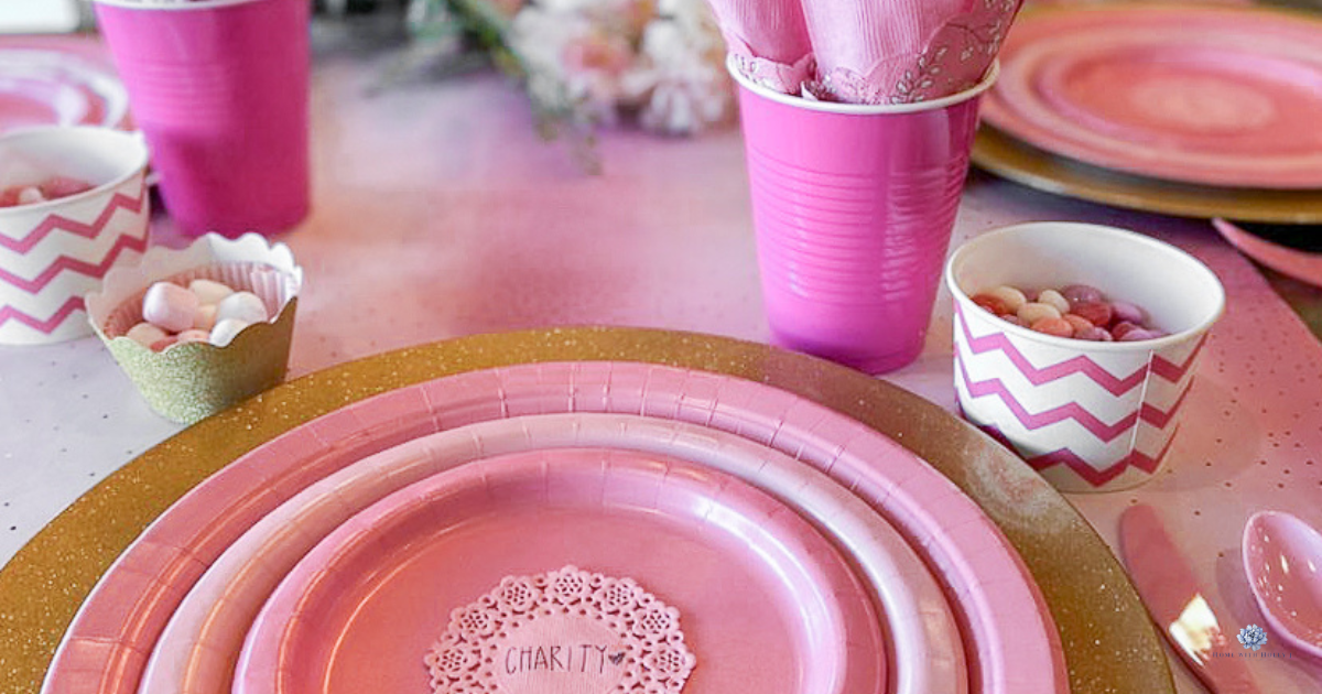 Creating a Charming Pink Paper Plate Tablescape - Home With Holly J