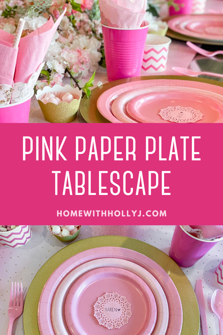 Creating a Charming Pink Paper Plate Tablescape - Home With Holly J