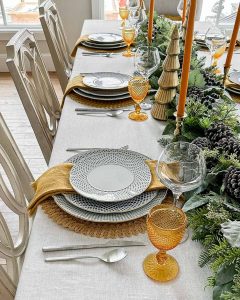 Beautiful Blue and Gold Winter Tablescape - Home With Holly J