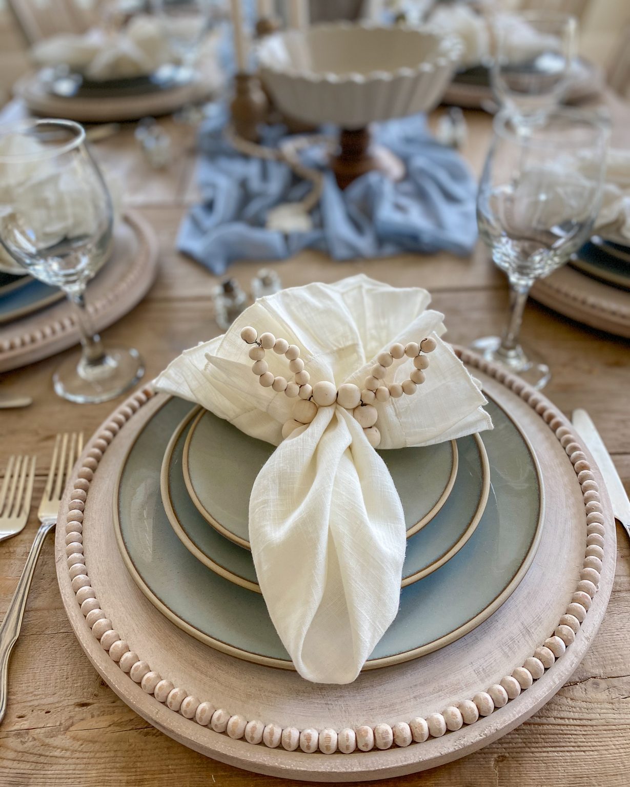 Dusty Blue Easter Tablescape - Home With Holly J