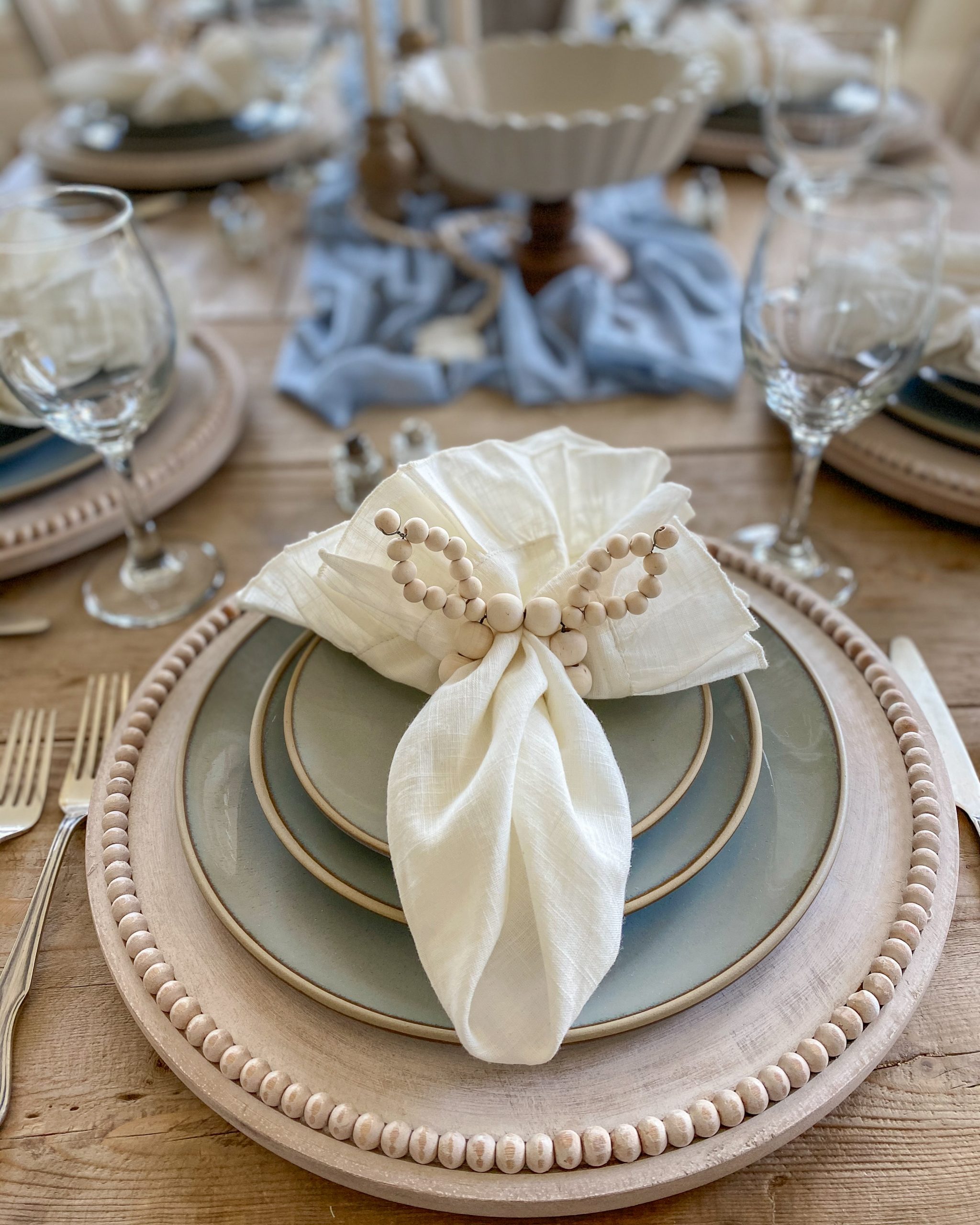 Dusty Blue Easter Tablescape - Home With Holly J