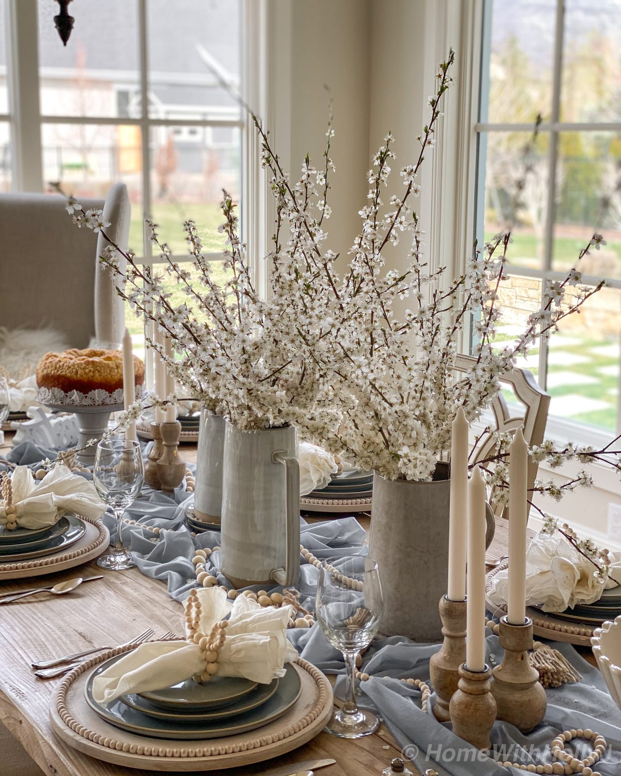 Dusty Blue Easter Tablescape - Home With Holly J
