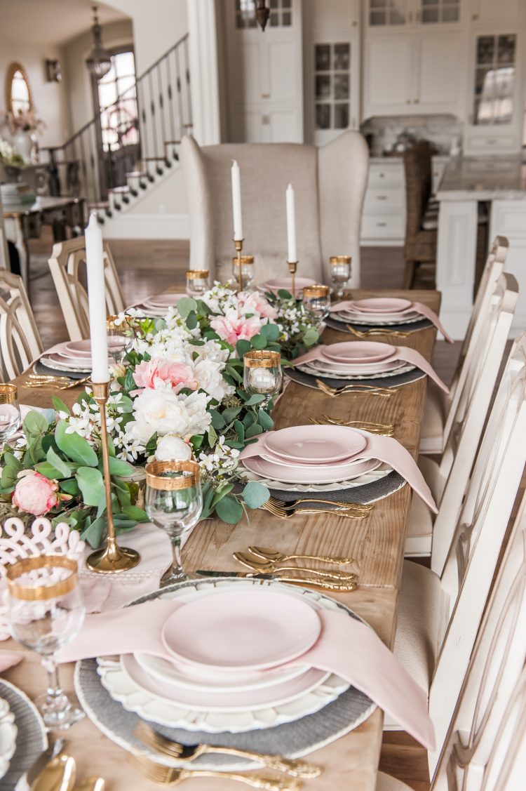 Pink and Gray Spring Tablescape - Home With Holly J