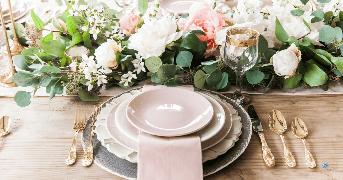 Pink and Gray Spring Tablescape - Home With Holly J