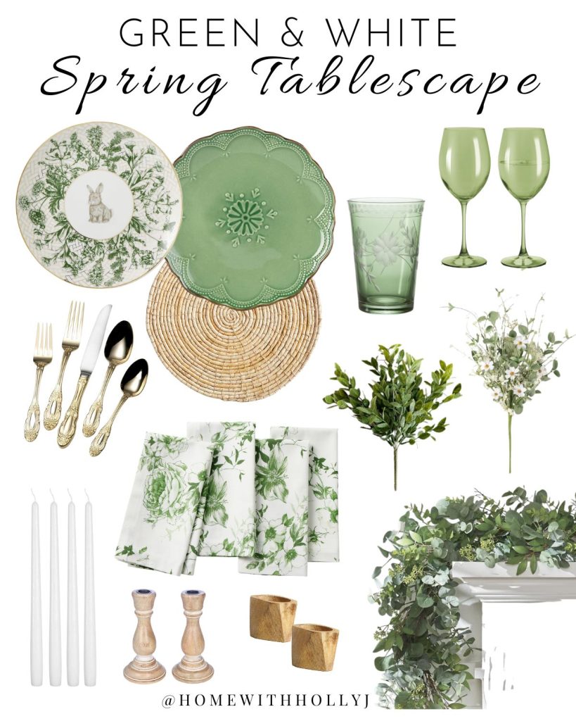 Spring Green and White Table Decor - Home With Holly J