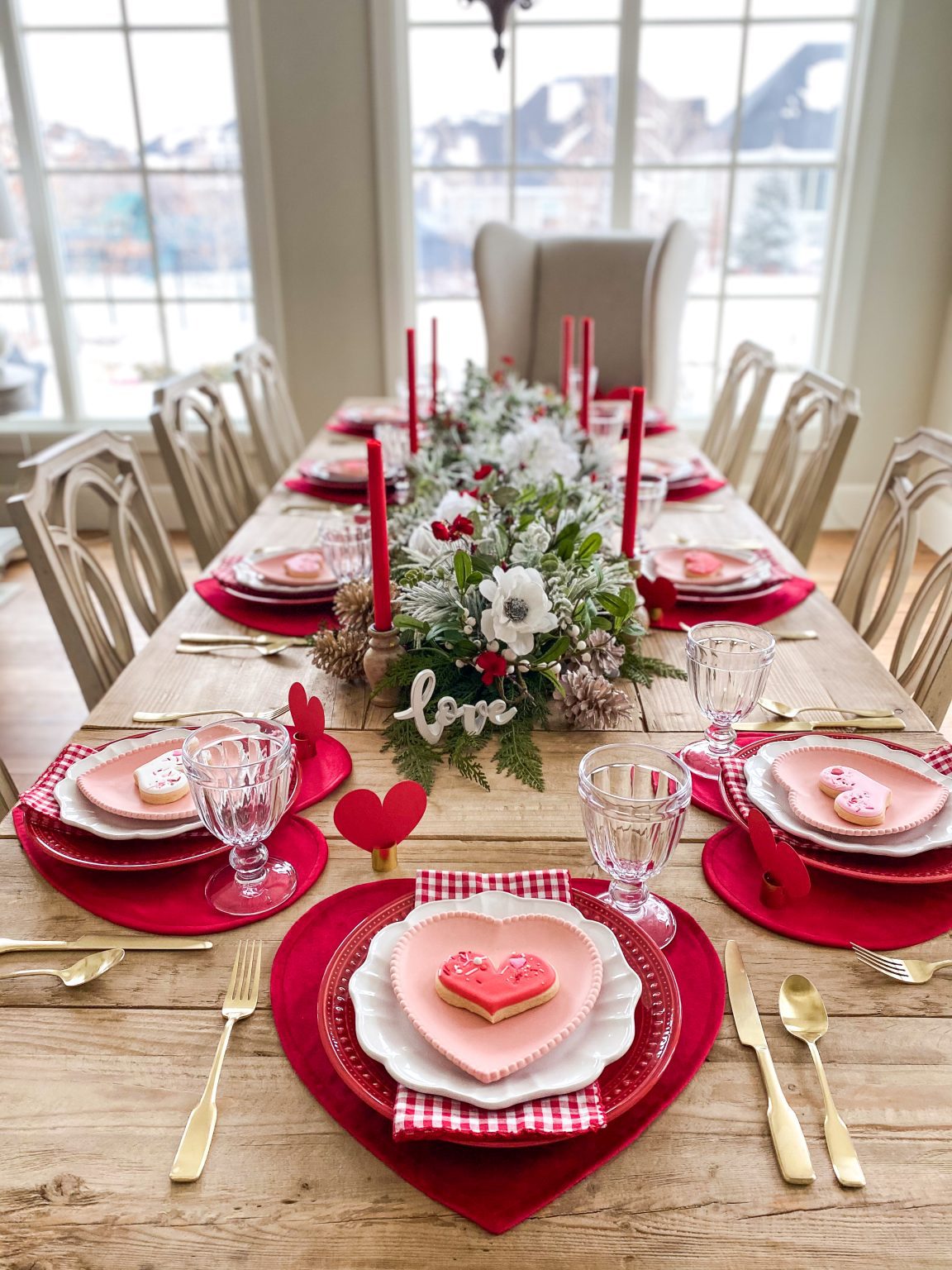 Red, White, and Pink Valentines Day Tablescape Ideas - Home With Holly J