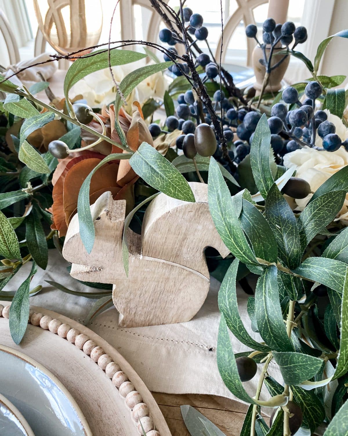 Dusty Blue Fall Tablescape with Muted Autumn Tones - Home With Holly J