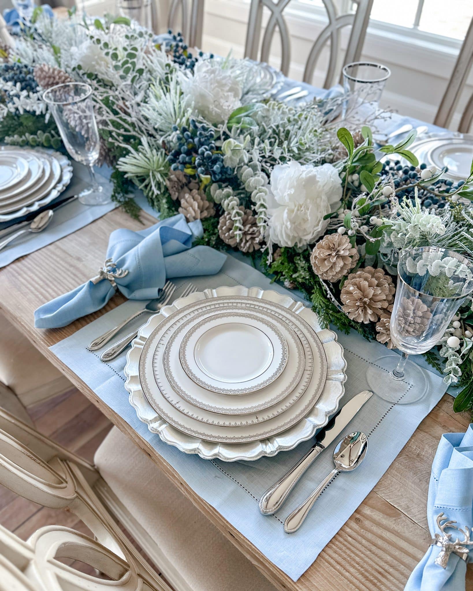 Blue and Silver Christmas Table Decor Ideas - Home With Holly J