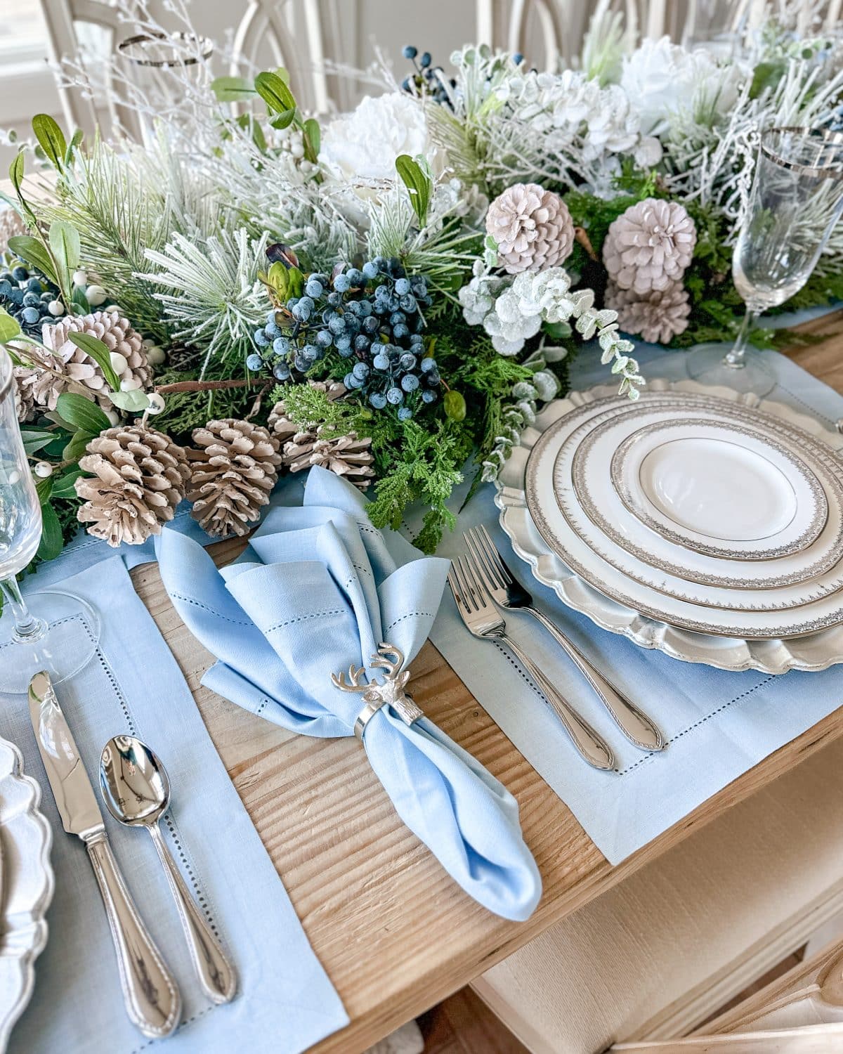 Blue and Silver Christmas Table Decor Ideas - Home With Holly J